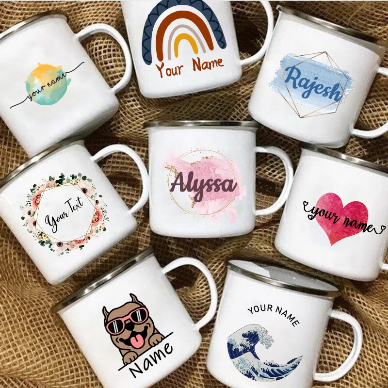 #Custom# your name/text Fashion Enamel Mug Campfire Coffee Mug ...