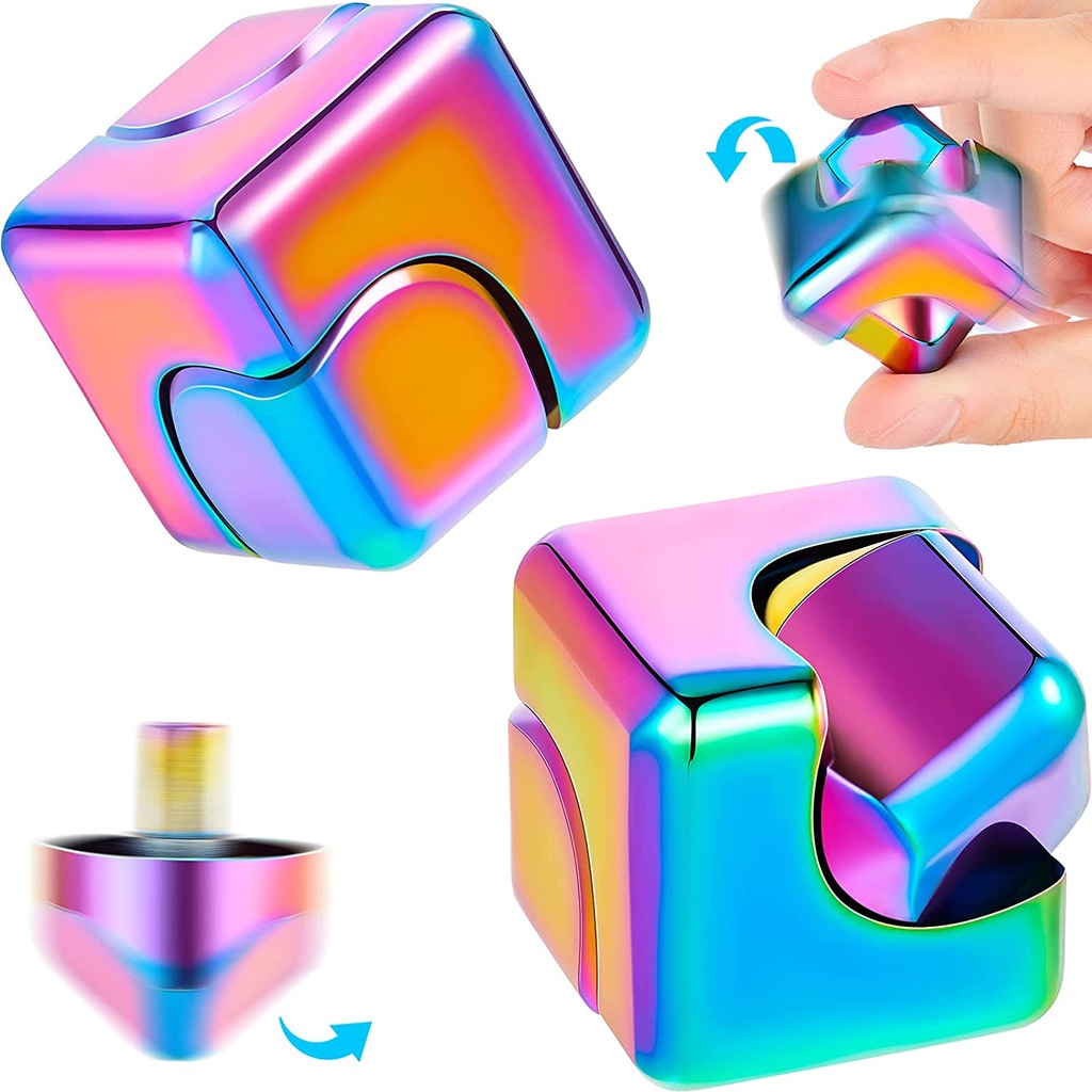 4-in-1 Fidget Spinner with Storage Pouch Heavy Duty Metal Alloy Cube ...