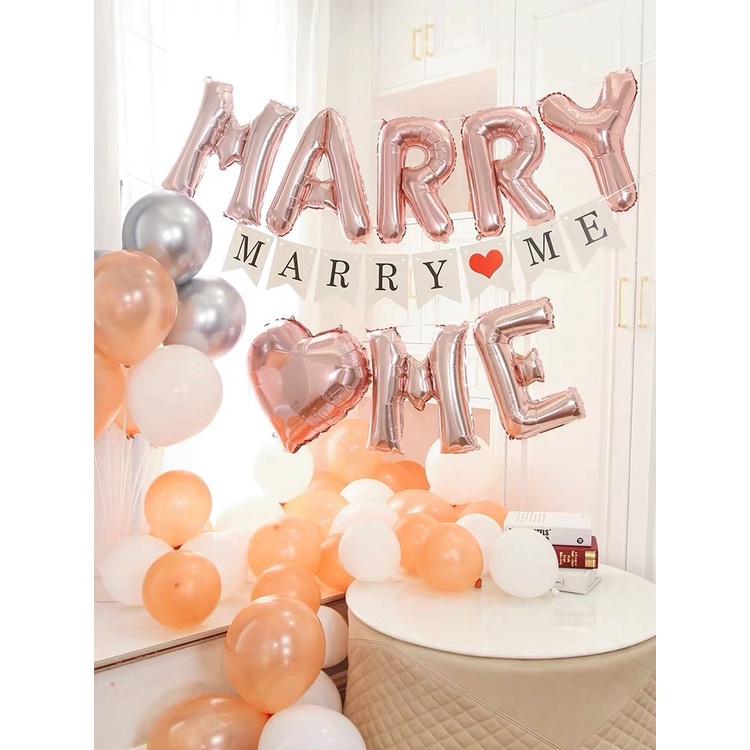 [SG Instock] Marry Me Happy Anniversary Foil Balloons Banner Card ...