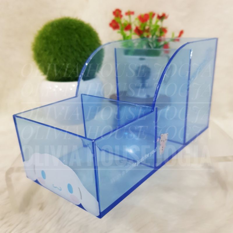 Organizer Desk Box Cinnamoroll Mini Transparent Blue Box 3 Dividers ...