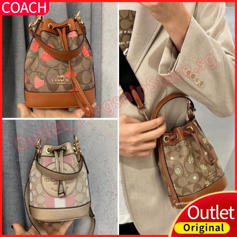 New Mini Drawstring Bucket Bag Classic Presbyopia Leather Women Sling ...