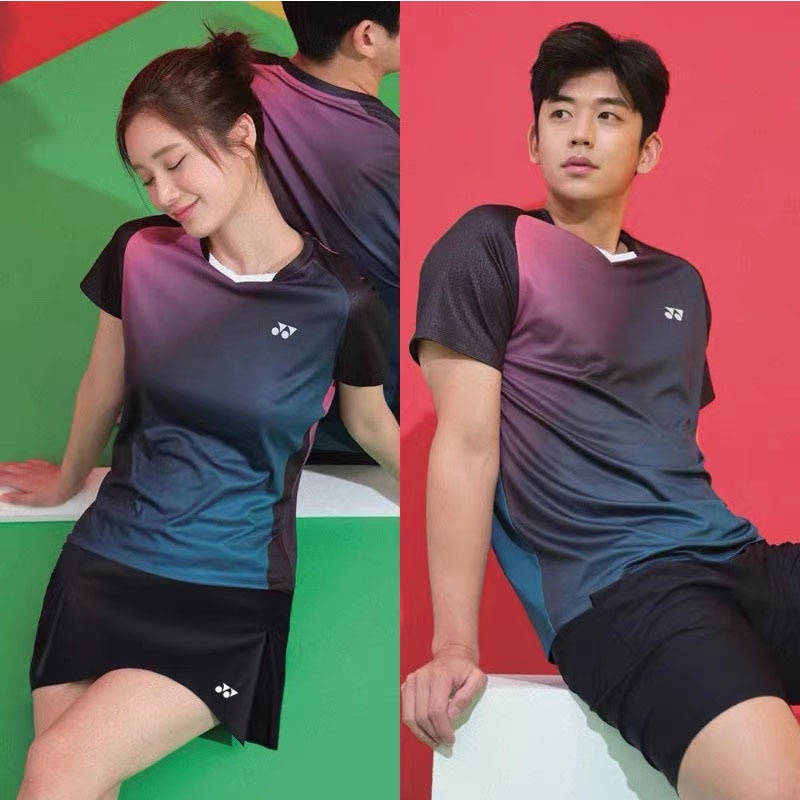 Yonex 2022 summer new badminton clothing men's and women's short-sleeved quick-drying breathable ...