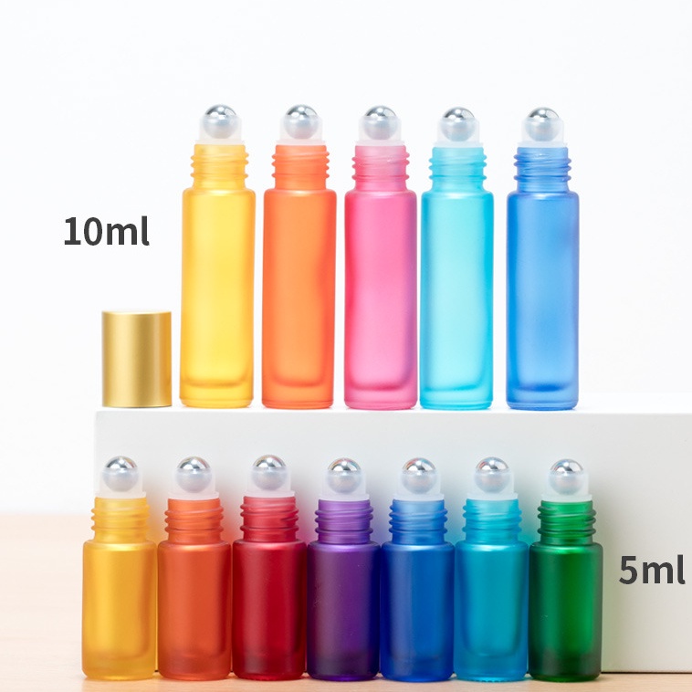Thick 5ml 10ml Frosted Glass Roll On Bottles Roller Ball Essential Oil Vials Empty Refillable ...