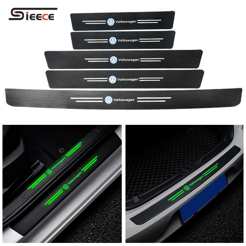 Sieece Car Door Sill Protector Carbon Fiber Luminous Car Bumper ...