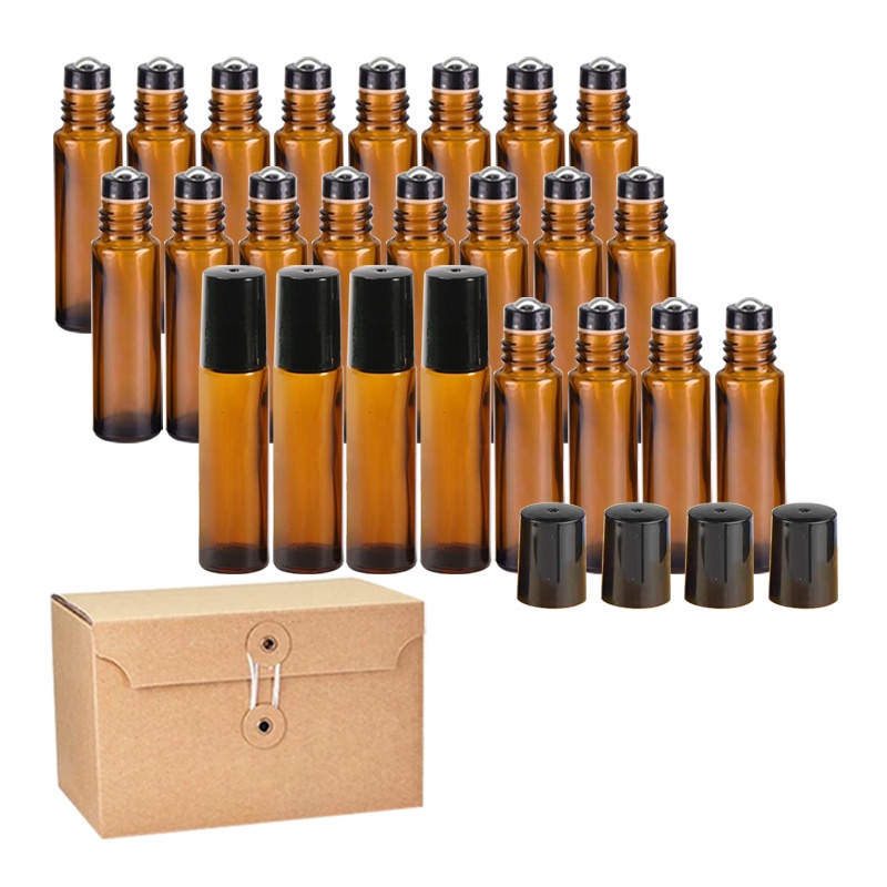 24Pieces 10ml Amber Glass Rollon Bottles Essential Oil Bottles DOTERRA ...