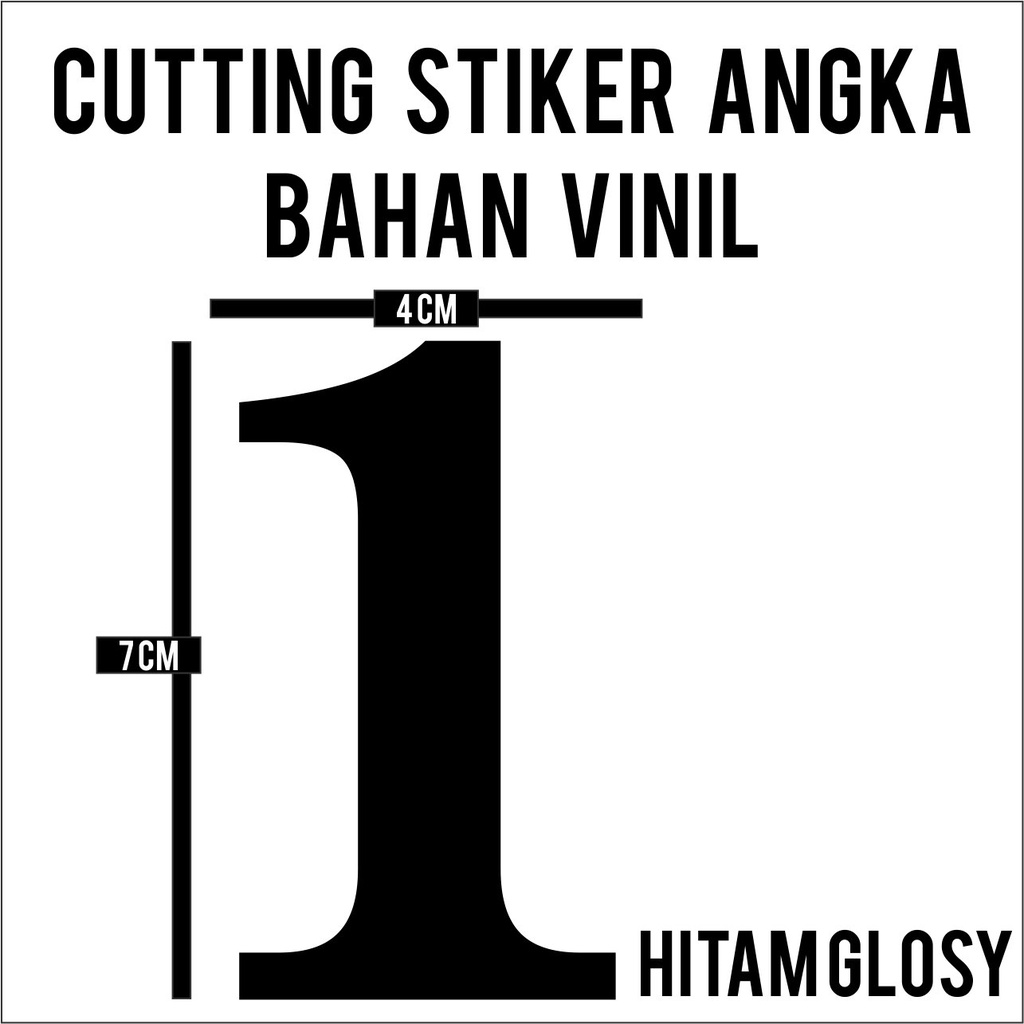 HITAM Sticker cutting Numbers glossy Black Color Unit - cutting sticker ...