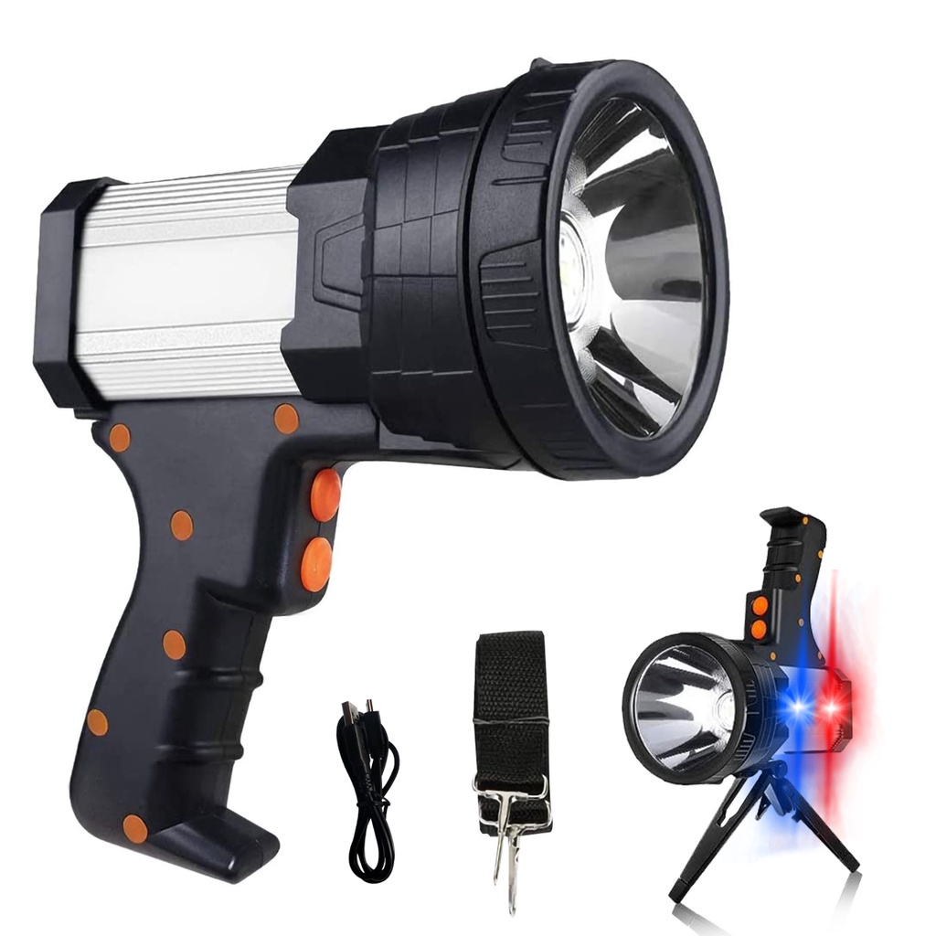 Rechargeable Spotlight Flashlight 6000 Lumen Handheld Spotlight ...