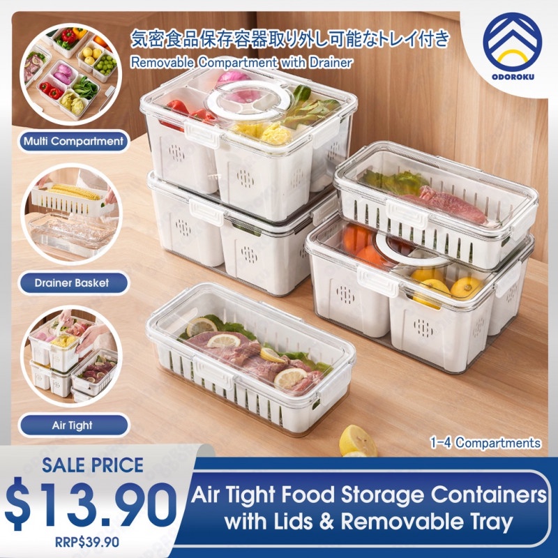 ODOROKU Multi Compartment Food Storage Containers with Lids Airtight ...
