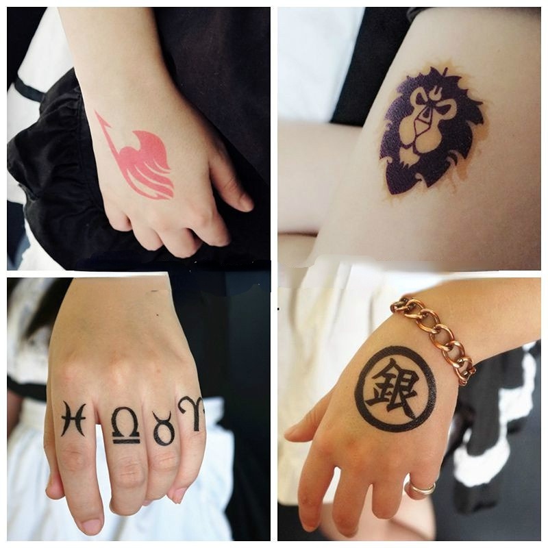 FAIRY TAIL GINTAMA Anime Temporary Tattoos Waterproof Fake Tattoo ...