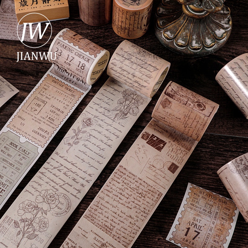 JIANWU 5cm*3m/ Roll European and American Retro Series Newspaper Notes ...