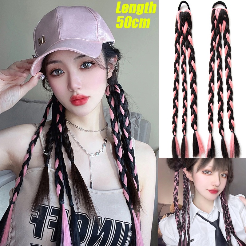 Fashion Ponytail Braid Wig Sweet Cool Boxer Braid Wig Extension with ...