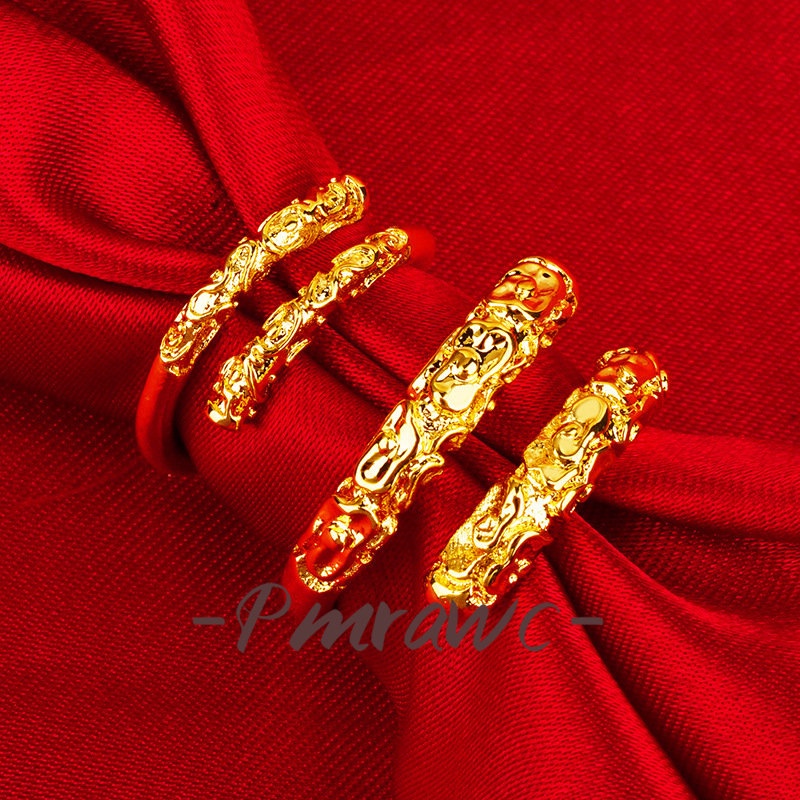 Pmrawc | 24K Gold Opening Adjustable Golden Cudgel Ring Men's and Women ...