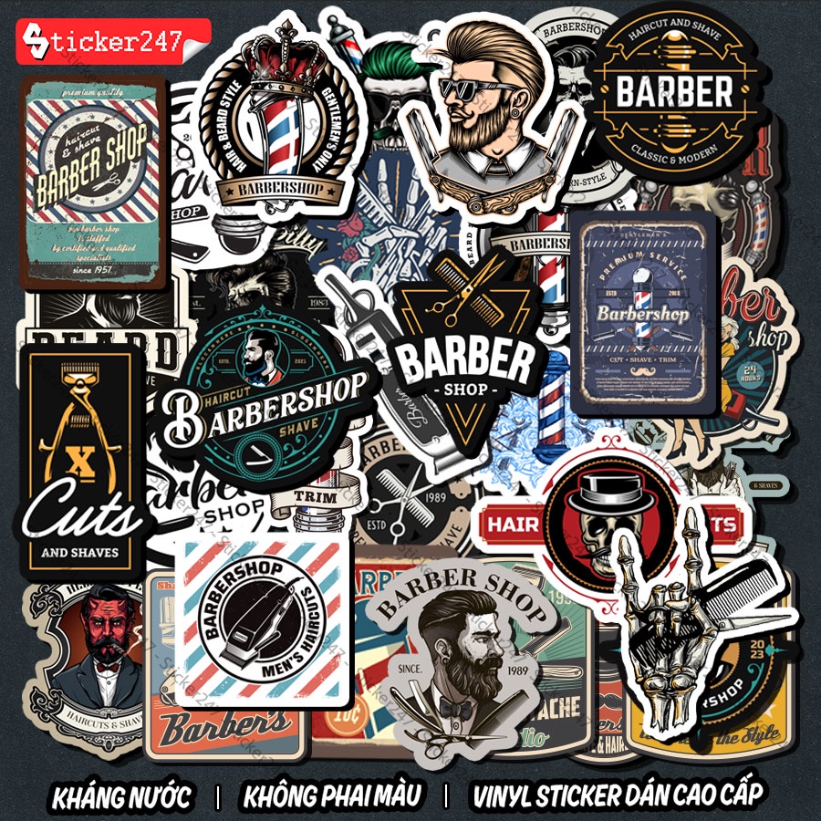 Sticker Barber Shop Men'S Hair Salon Sticker Barber Helmet, Car ...
