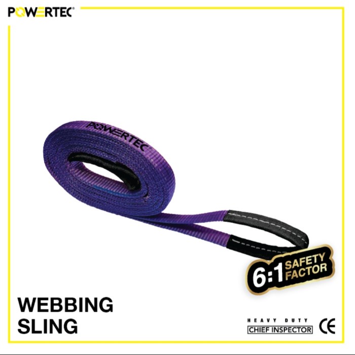 Polyester Webbing Sling POWERTEC Lifting Rope 1ton x 4meter (SF 6:1 ...