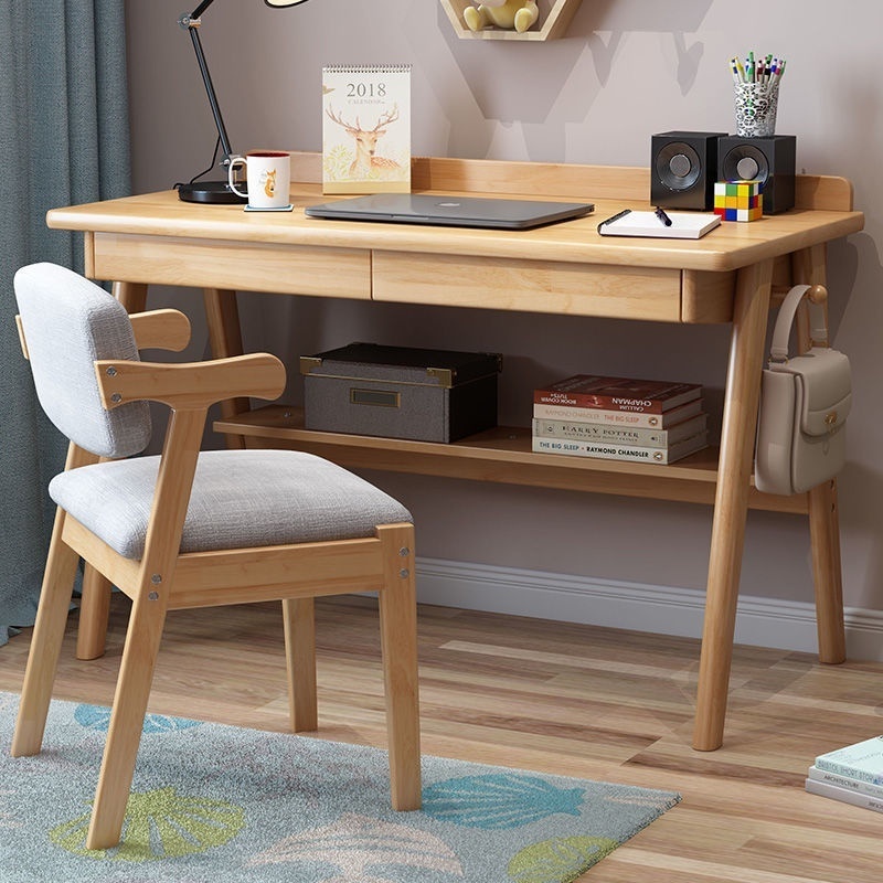 Study Table Scandinavian All Solid Wood Bedroom Office Table 80/100/120 ...