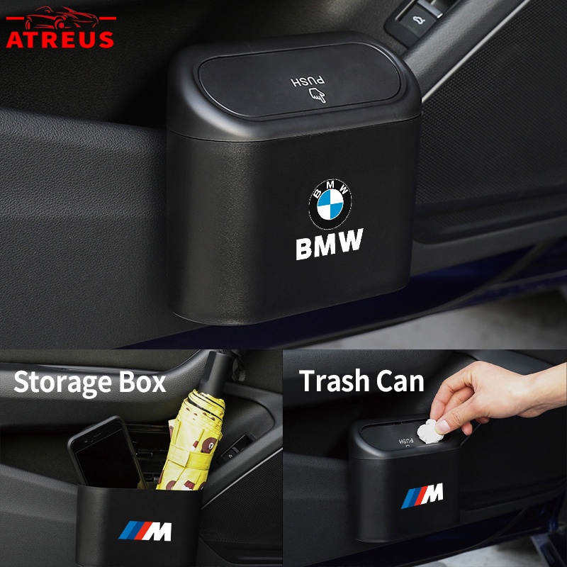 BMW Car Trash Can Hanging Flip Lid Dustbin Pressing Type Storage Box ...
