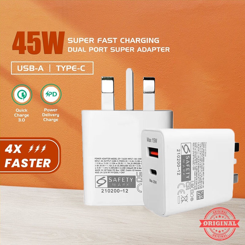 45W Power Adapter USB+PD Super Fast Charging USB C Wall Charger For ...
