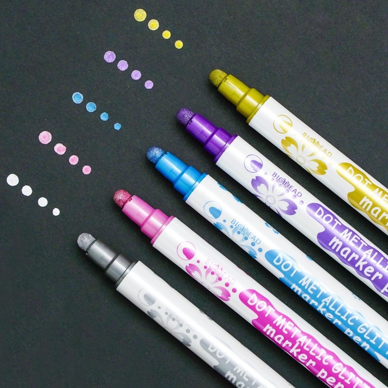5pcs/set Double-headed Metallic Fluorescent Pen Dot Painting Doodle ...