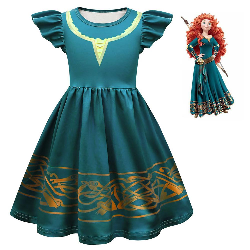 Kids Merida Costume Dress Cosplay Girl Princess Dresses Skirt Uniform ...