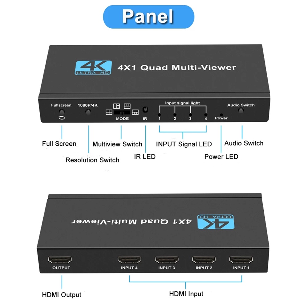 4K HDMI Multi-Viewer Splitter Adapter 4X1 Quad Screen Viewer 4 In 1 ...