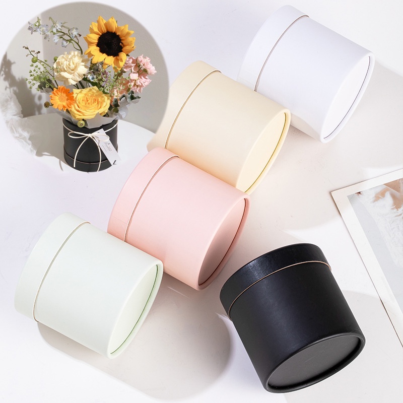 Small Flower Pot Pot round Pink Flower Box Cylinder Bouquet Packing Box ...