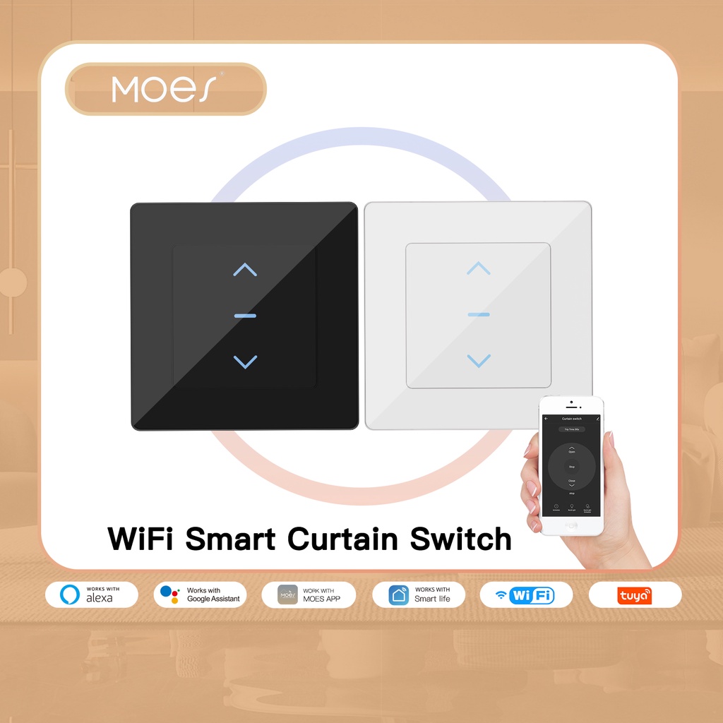 New WiFi Smart Curtain Switch Touch Design for Motorized Curtains and ...