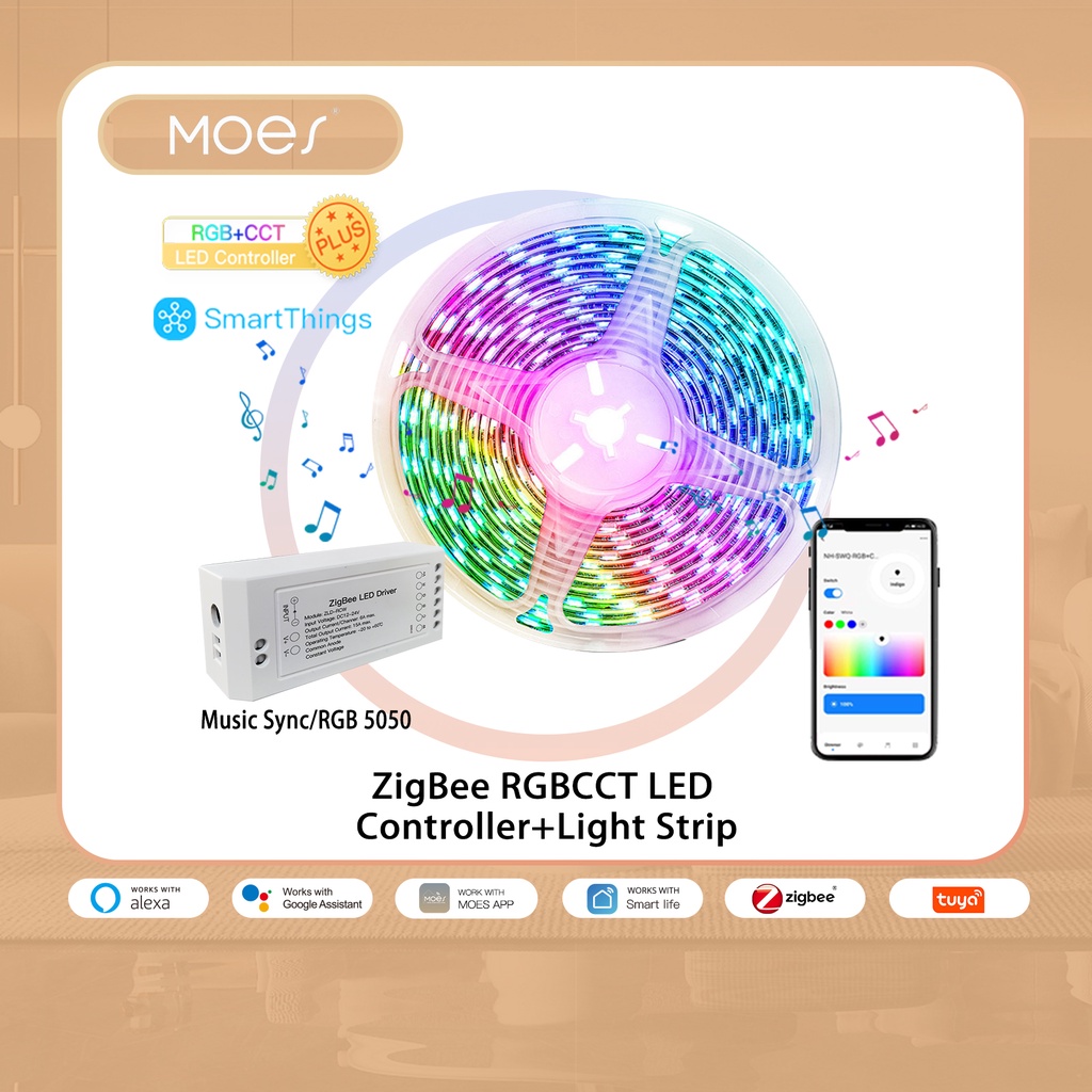ZigBee LED Controller Light Strip RGB CCT Dimmer Music Sync Tuya Smart ...