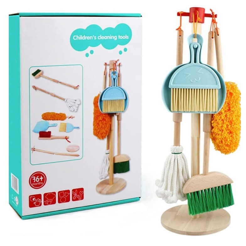 Familygongsi Kids Wooden Cleaning Set | Children House keeping Toy ...