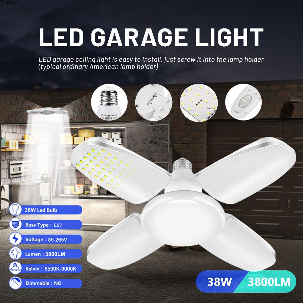 Super Bright Led Bulb Deformable Garage Ceiling Lights E27 38w Ufo Lamp ...