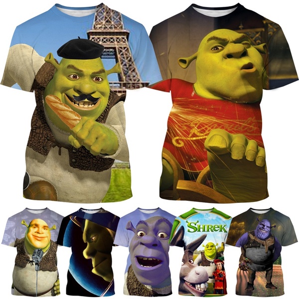 2023 New Creative Shrek Cartoon 3D Printing T-shirt Fashion Personality ...