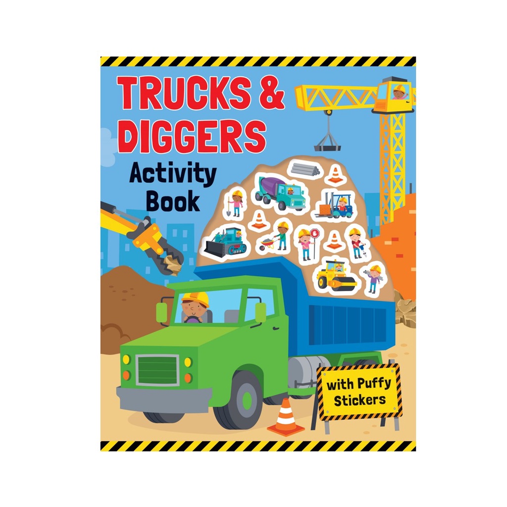 Trucks & Diggers Colouring Activity Puffy Stickers Book For Kids to ...