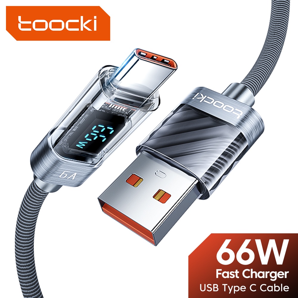 Toocki 6A USB Type C Transparent Cable 66W Fast Charging Cable with ...