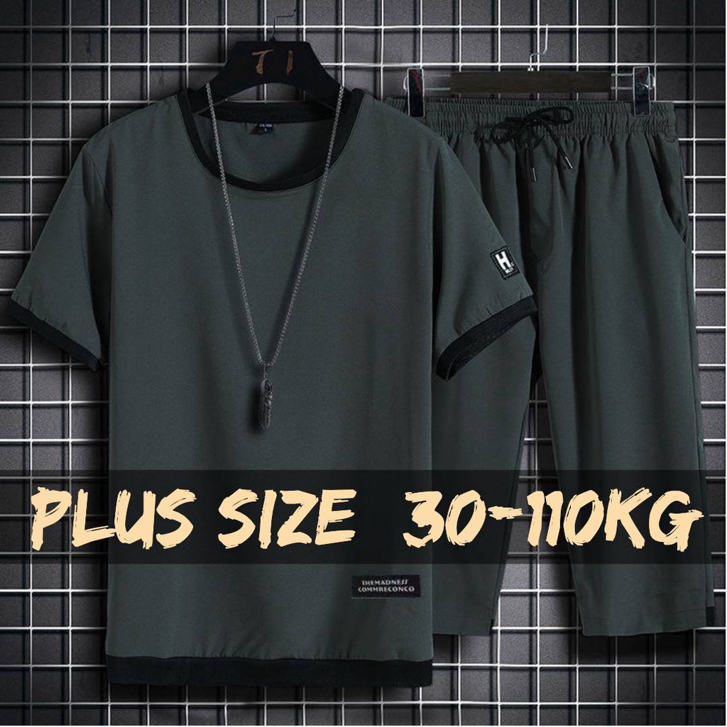 【Plus Size】30-110KG Men's Oversized Loose Fashion Short Sleeve Linen ...