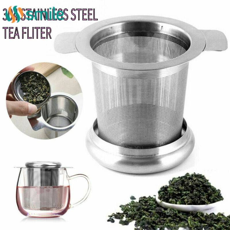 ღ Stainless Steel Tea Leak Binaural Tea Filter With Cover Reusable Tea ...