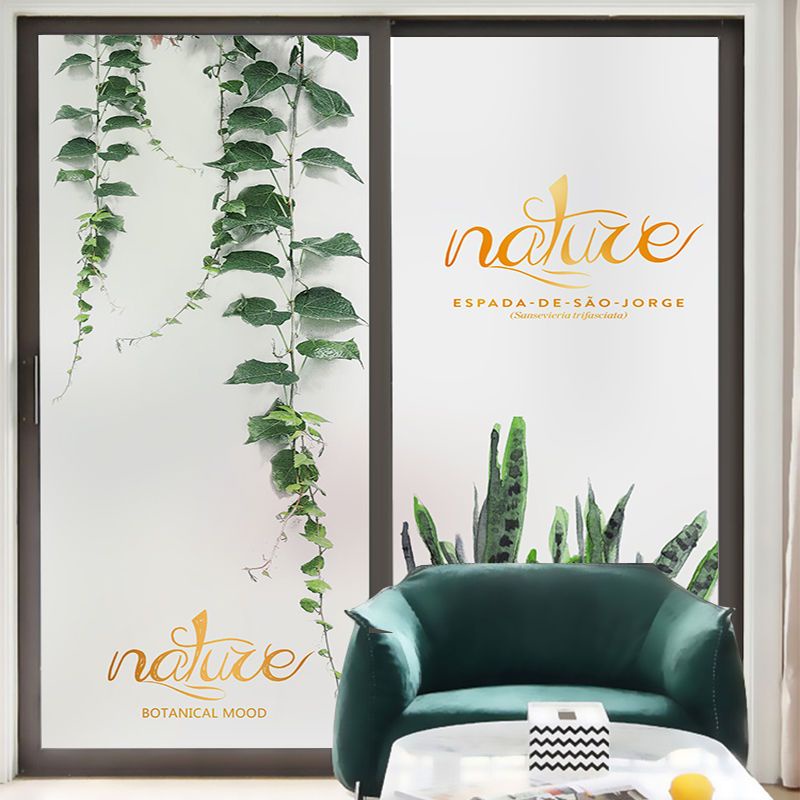 Green Plant Electrostatic Frosted Glass Film Window Sticker Transparent ...