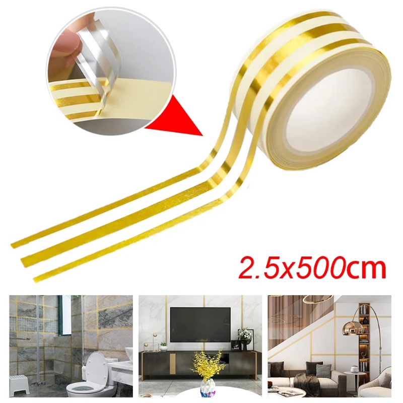 1 Roll 5m Beautiful Gold Ceramic Tile Gap Sticker Self-Adhesive ...
