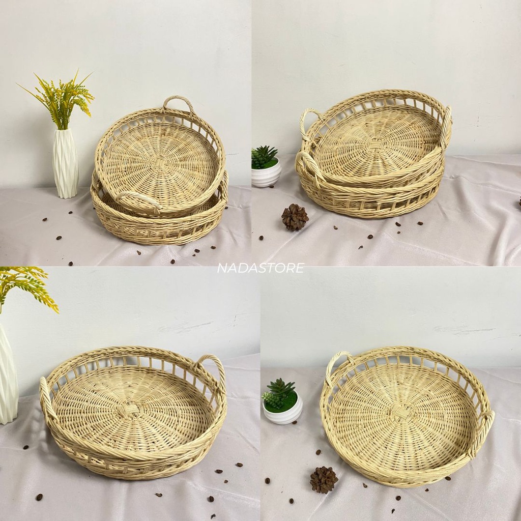 Round RATTAN TRAY / RUSTIC RATTAN ROUND TRAY / RATTAN WEDDING TRAY ...