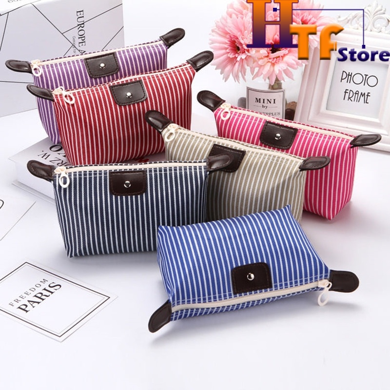 (Stripe) Makeup Travel Zip Pouch Dompet Cosmetic Beg Bag Waterproof ...