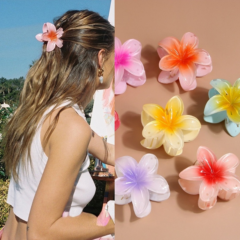Hawaiian Colorful Flower Hair Clip Beach Hairpin Barrettes Accessories ...