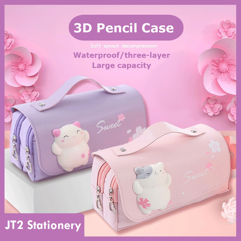 Pencil Box 3D Decompression Pencil Case School Stationery Box 3 Layers ...