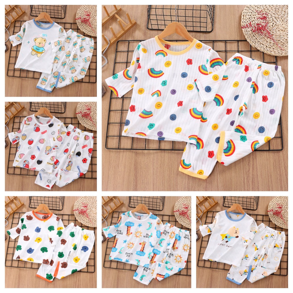 Kids Mesh Sleepwear 1-7 Years Long Sleeves Baby Breathable Clothes ...