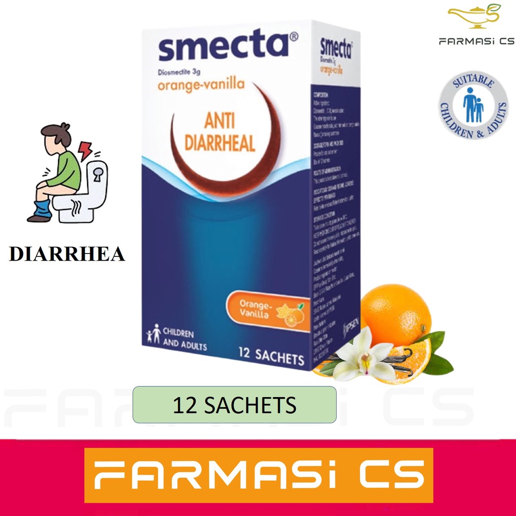 Smecta Anti-Diarrheal Powder Diosmectite Orange Vanilla 3g x 12 sachets ...
