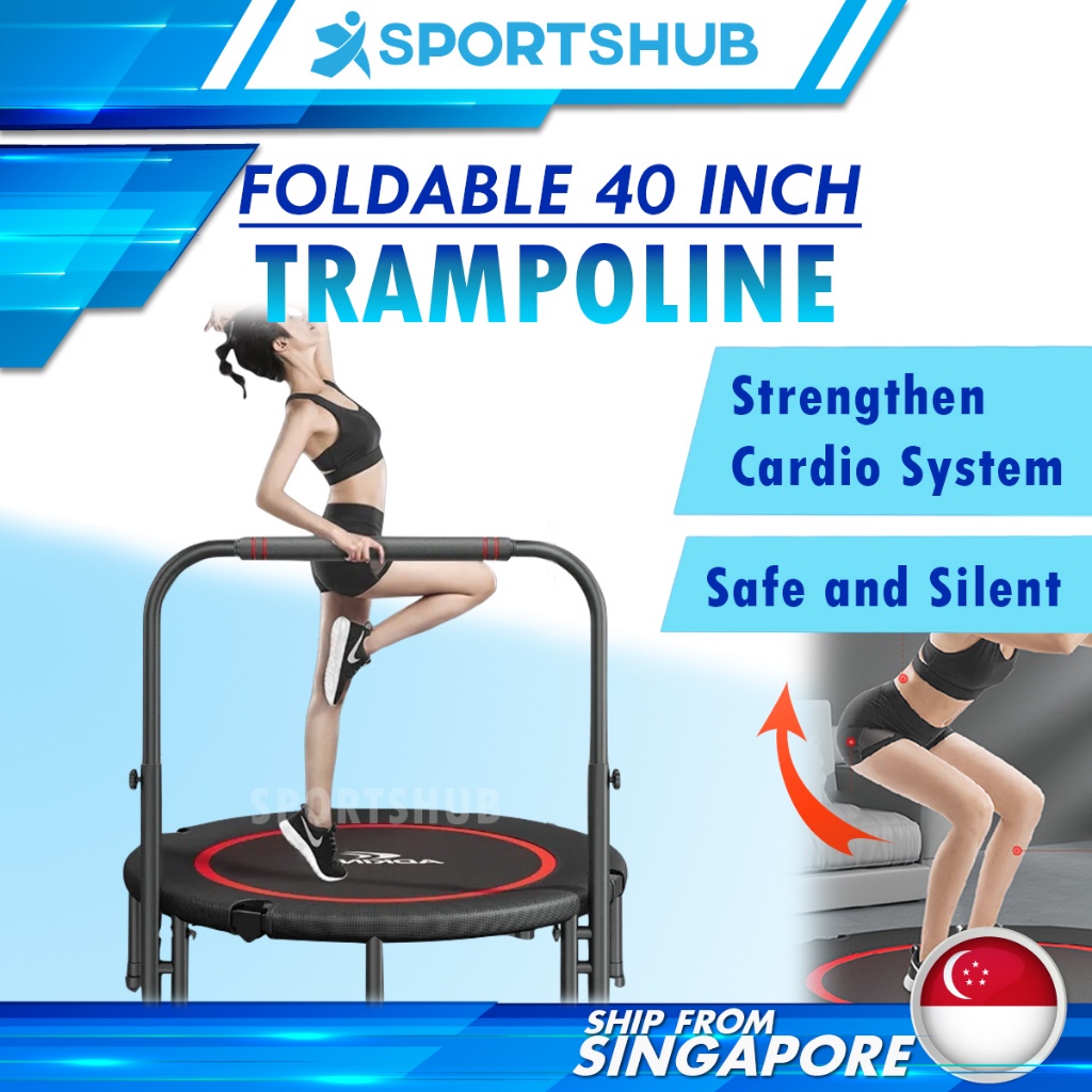 Silent Foldable Trampoline 40 Inch Adults Kid With Armrest Adjustable ...