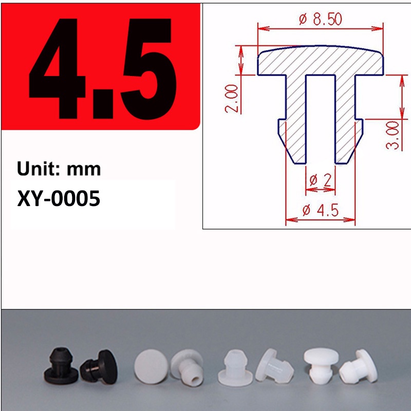 2/5/10Pcs Black Silicone Rubber Snap-on Hole Plug 2.5 3 3.5 4 4.5 5 5.5 ...