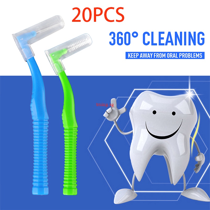 20 Pcs Per Pack L-Shaped Interdental Teeth Cleaning Oral Care Brush ...