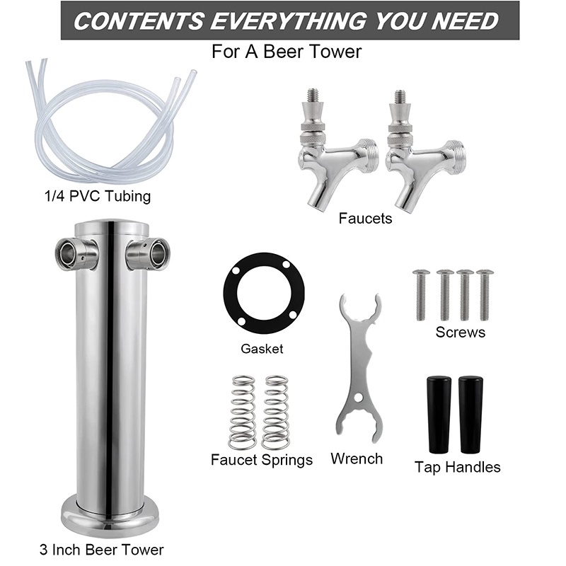 Dual Faucet Draft Beer Tower Double Faucet Tap Beer Tower Dispenser ...