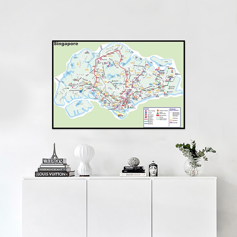 WCIC# Singapore City Streets Map Wall Decorative Poster School ...