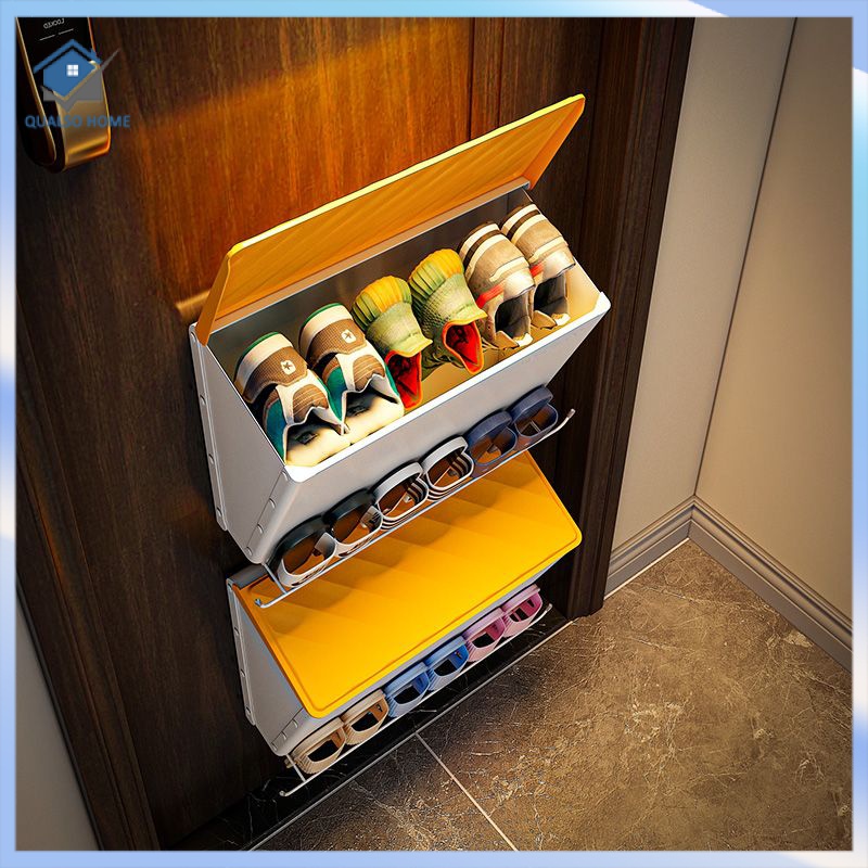 Shoe Rack behind Doors Wall-Mounted Punch-Free Slipper Rack Storage ...