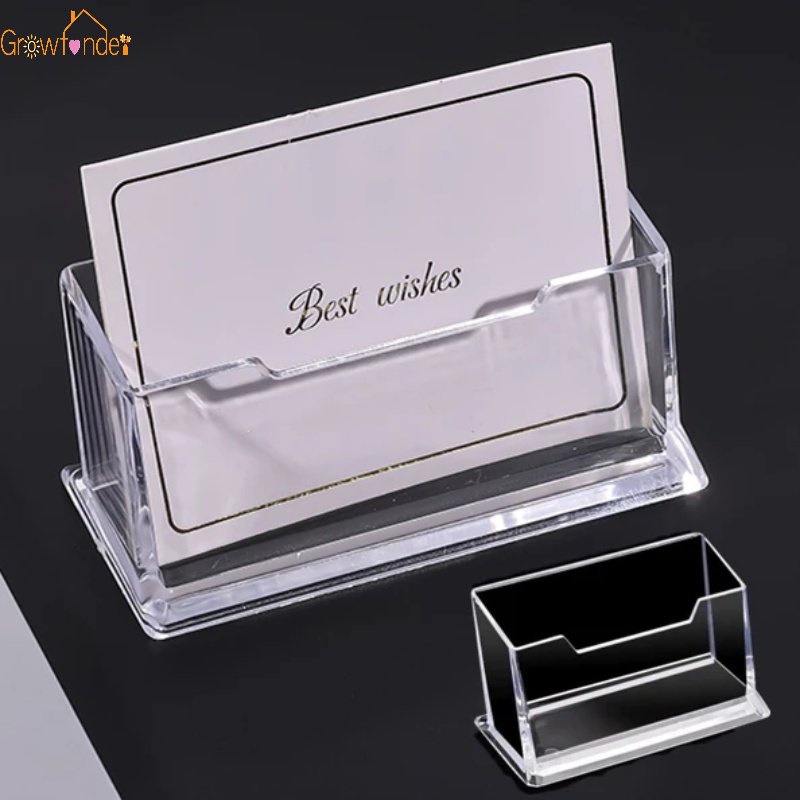 Transparent Desk Shelf Storage Box Acrylic Business Card Holder Office ...