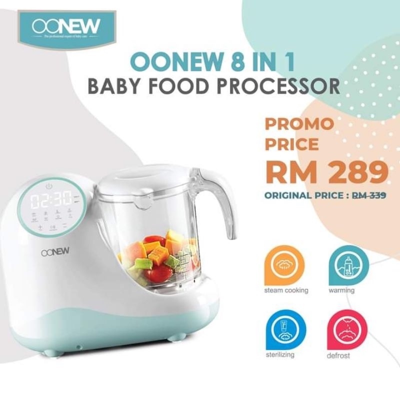OONEW 8 IN 1 BABY FOOD PROCESSOR touch screen led screen display ...